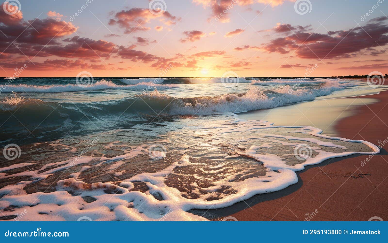 Sunset Over the Water, Nature Beauty in Tranquil Scene Generated by AI ...