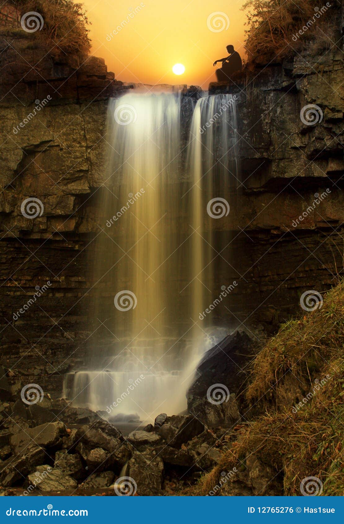 Sunset over Waterfall stock photo. Image of high, exposure - 12765276