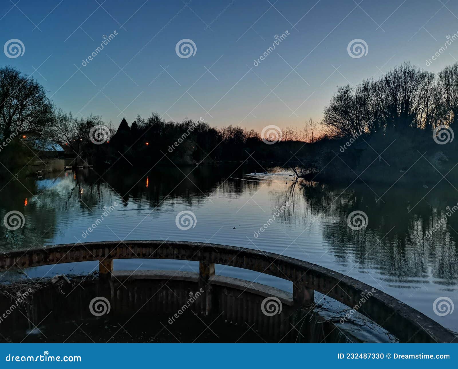 Sunset over weir stock photo. Image of dawn, water, winter - 232487330