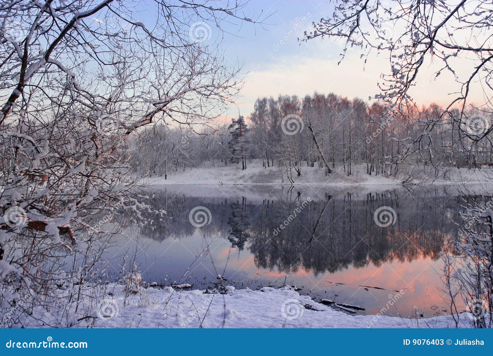 Sunset over winter lake stock image. Image of nature, light - 9076403