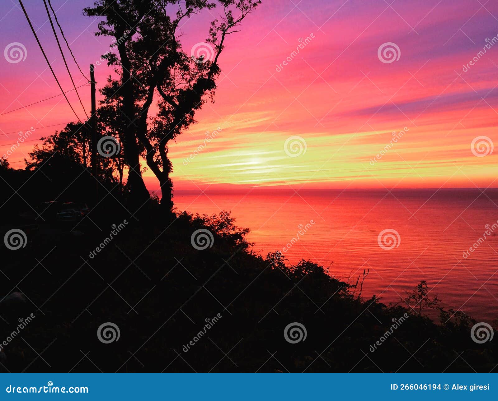 Sunset Overlook stock photo. Image of sunset, long, sound - 266046194
