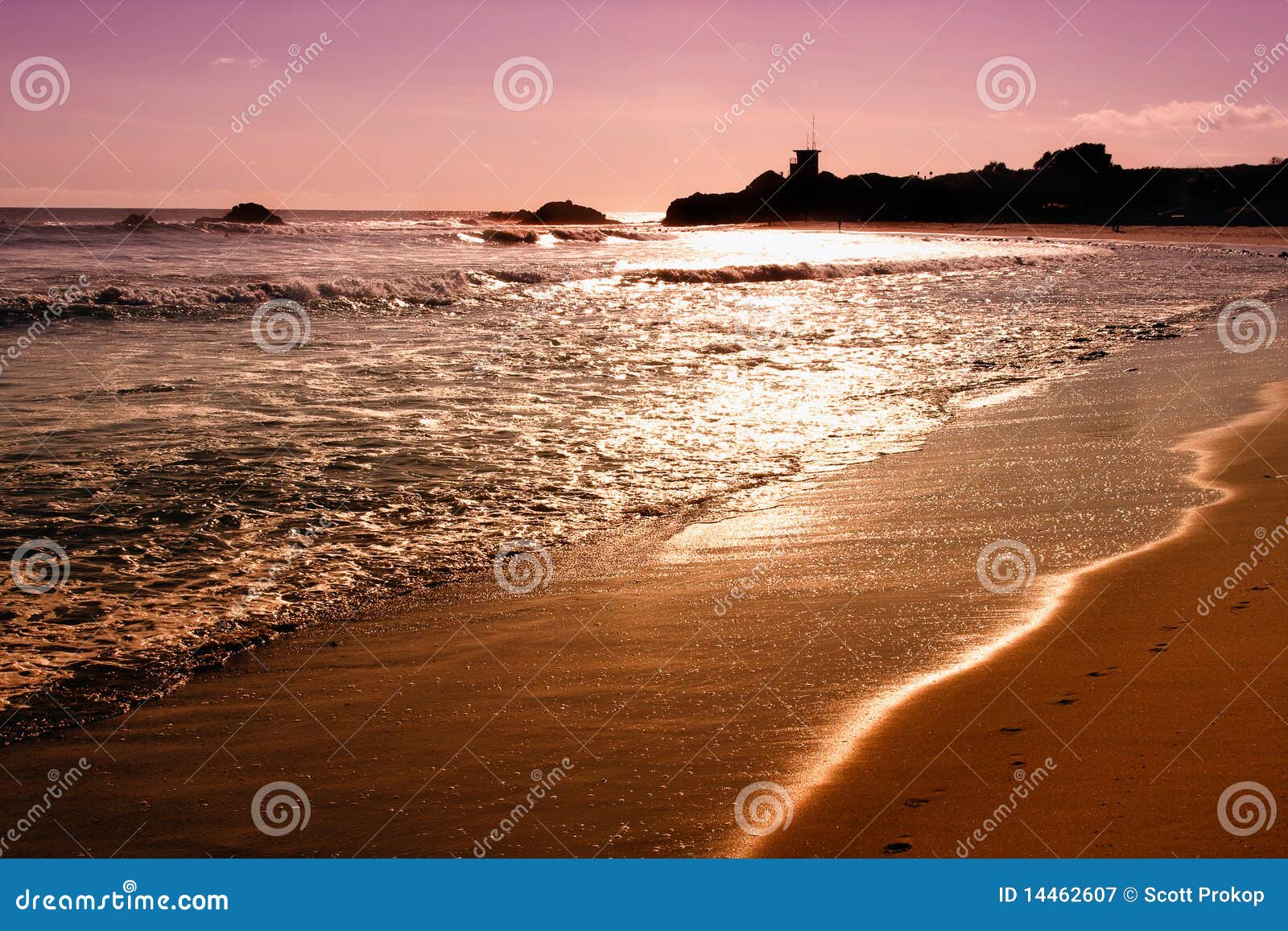 Sunset on Pacific Ocean in California Stock Image - Image of nature ...