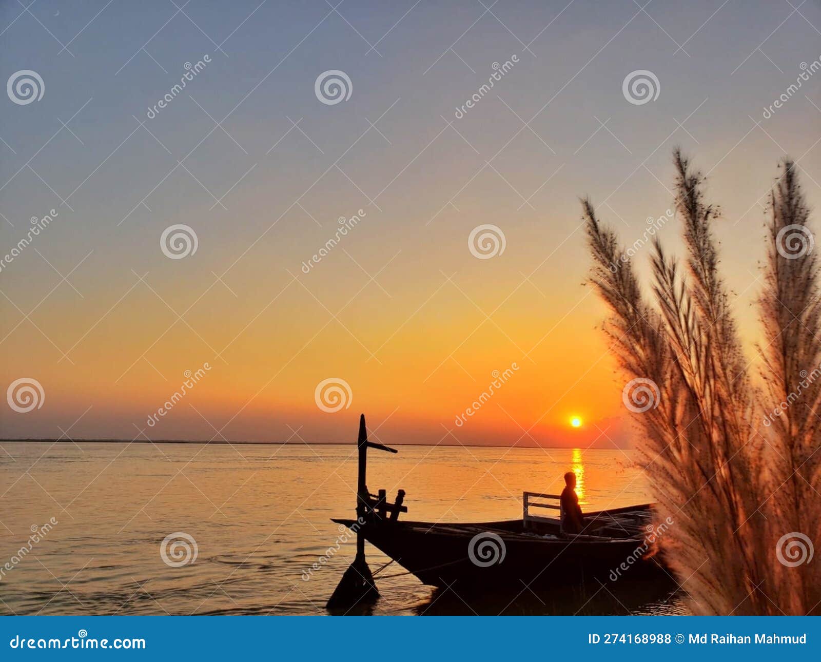 Sunset at Padma River Side of Bangladesh Stock Photo - Image of ...