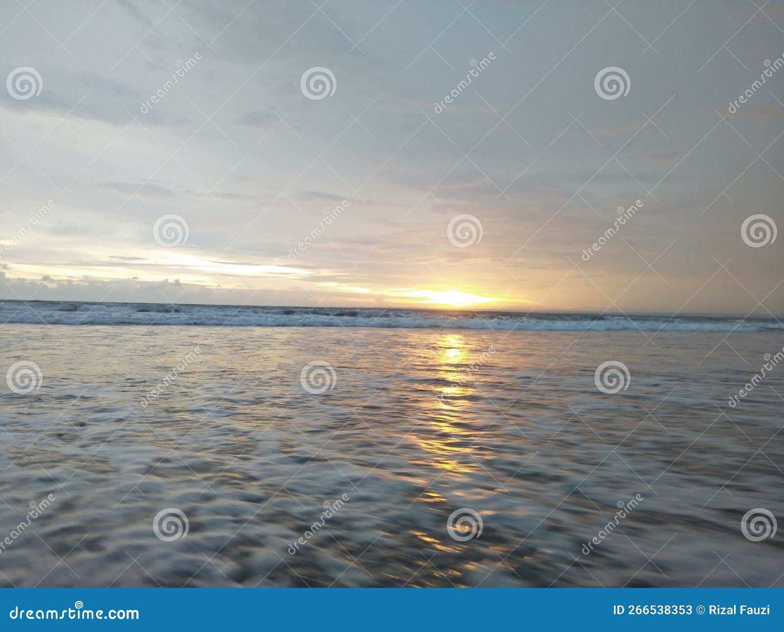 Sunset in Pangandaran Beach Stock Image - Image of light, beach: 266538353