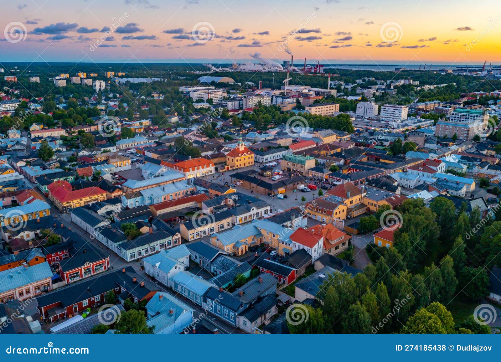 Sunset Panorama of Finnish Town Rauma Stock Photo - Image of colorful ...
