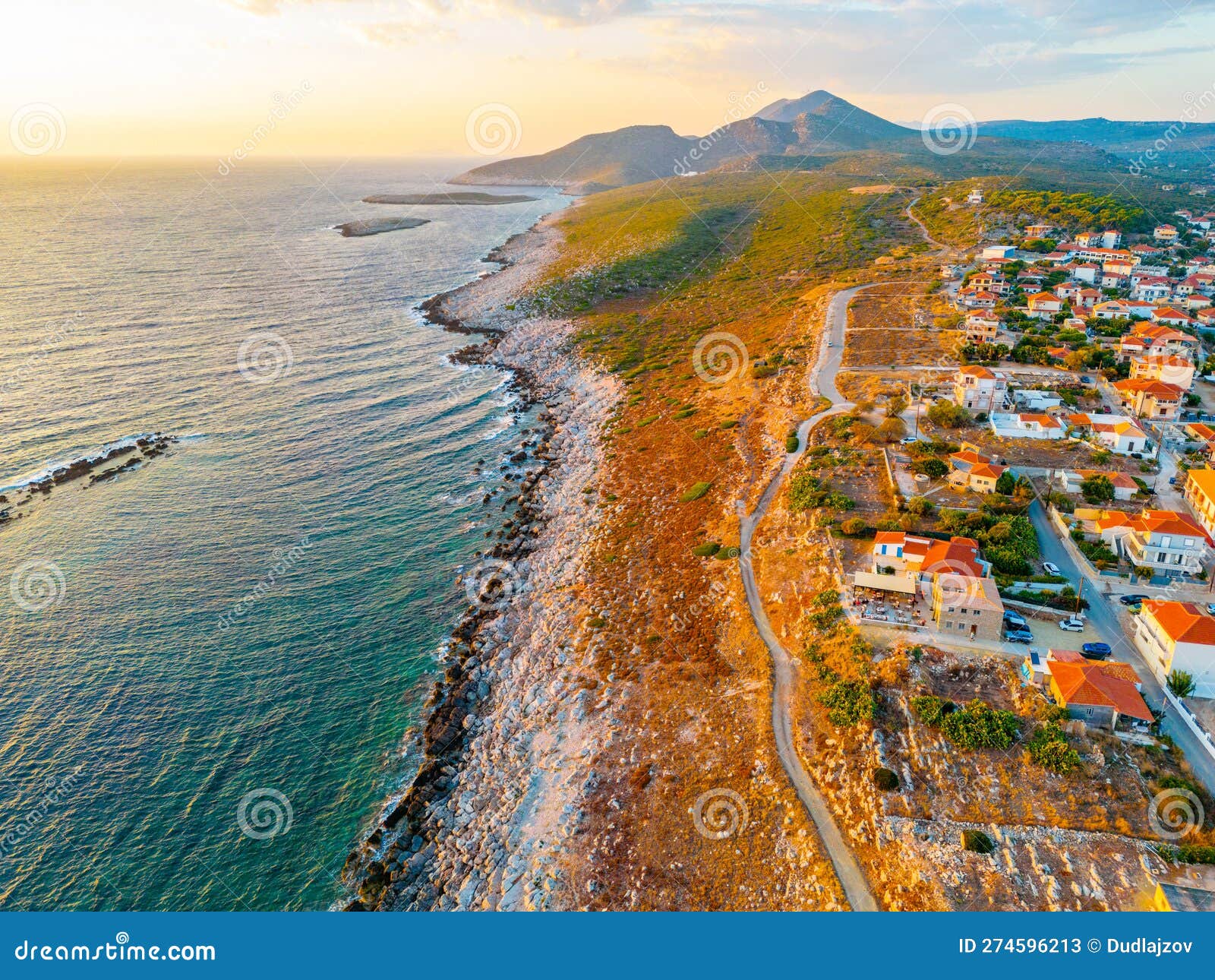Sunset Panorama of Methoni Town in Greece Stock Image - Image of ...