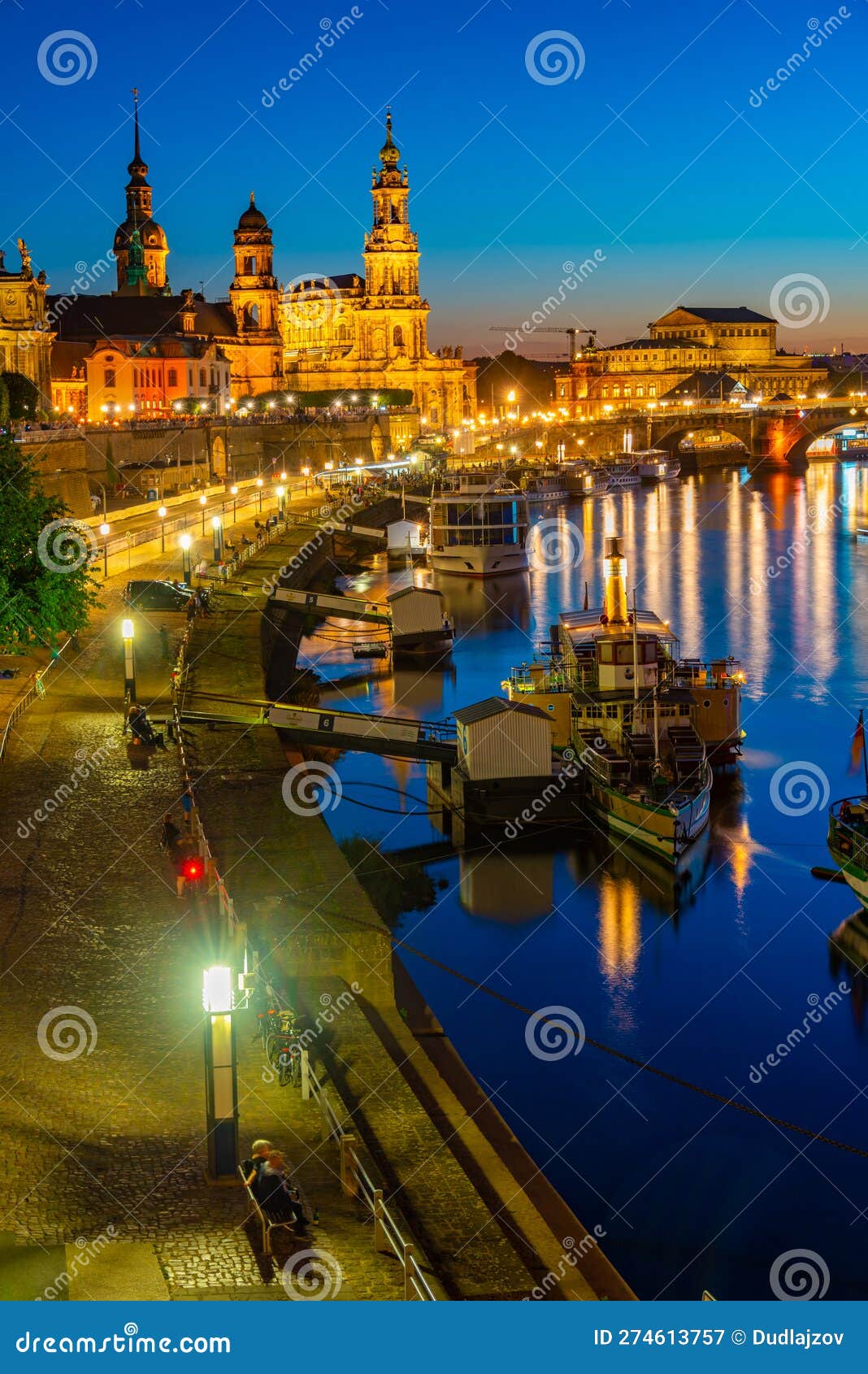 Sunset Panorama View of German Town Dresden Editorial Photography ...