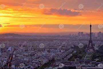 Sunset in Paris stock image. Image of eiffel, paris, europe - 9306687