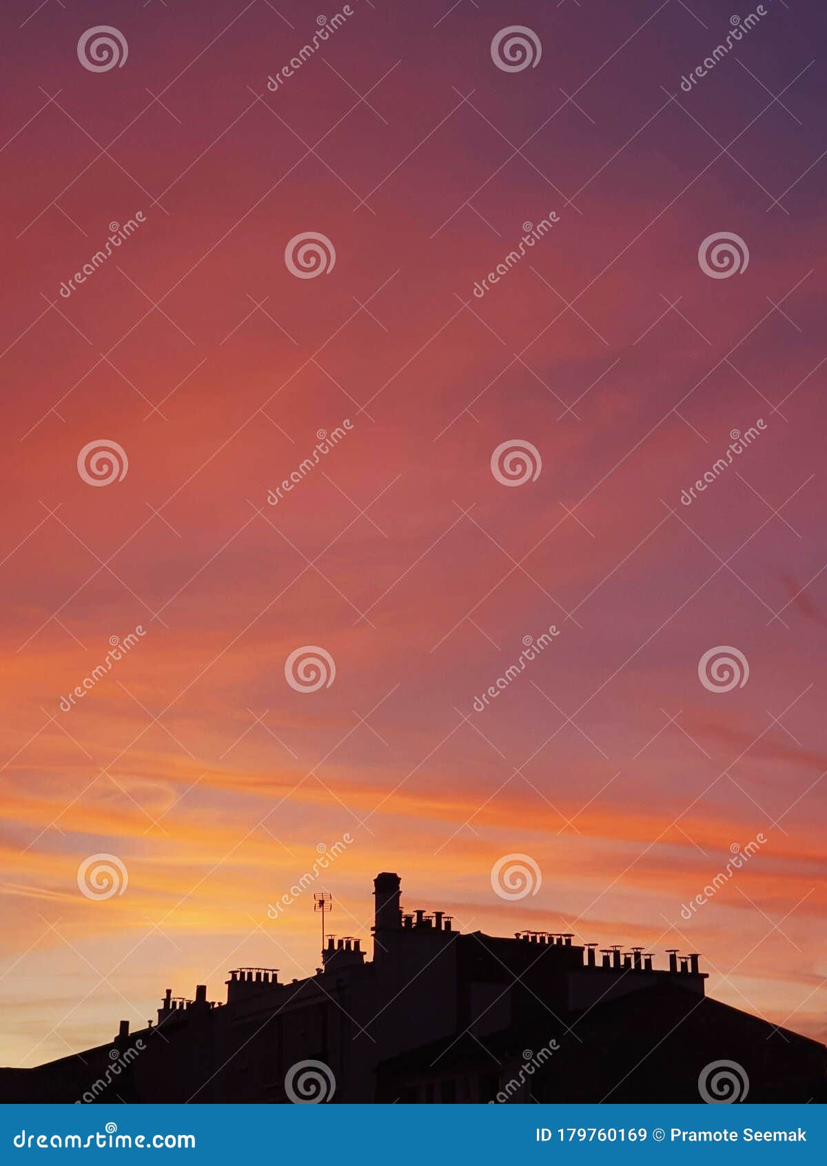 Sunset in Paris, Red Sky of Paris, France Stock Image - Image of coast ...