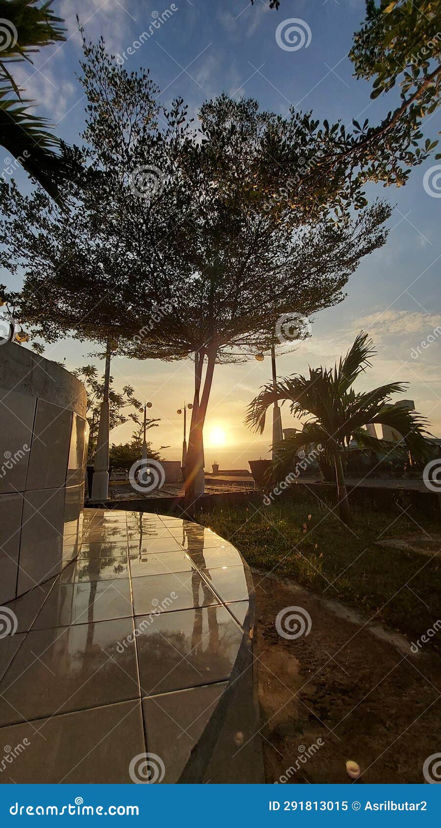 Sunset at the Park with Beautiful Sky and Trees Stock Image - Image of ...