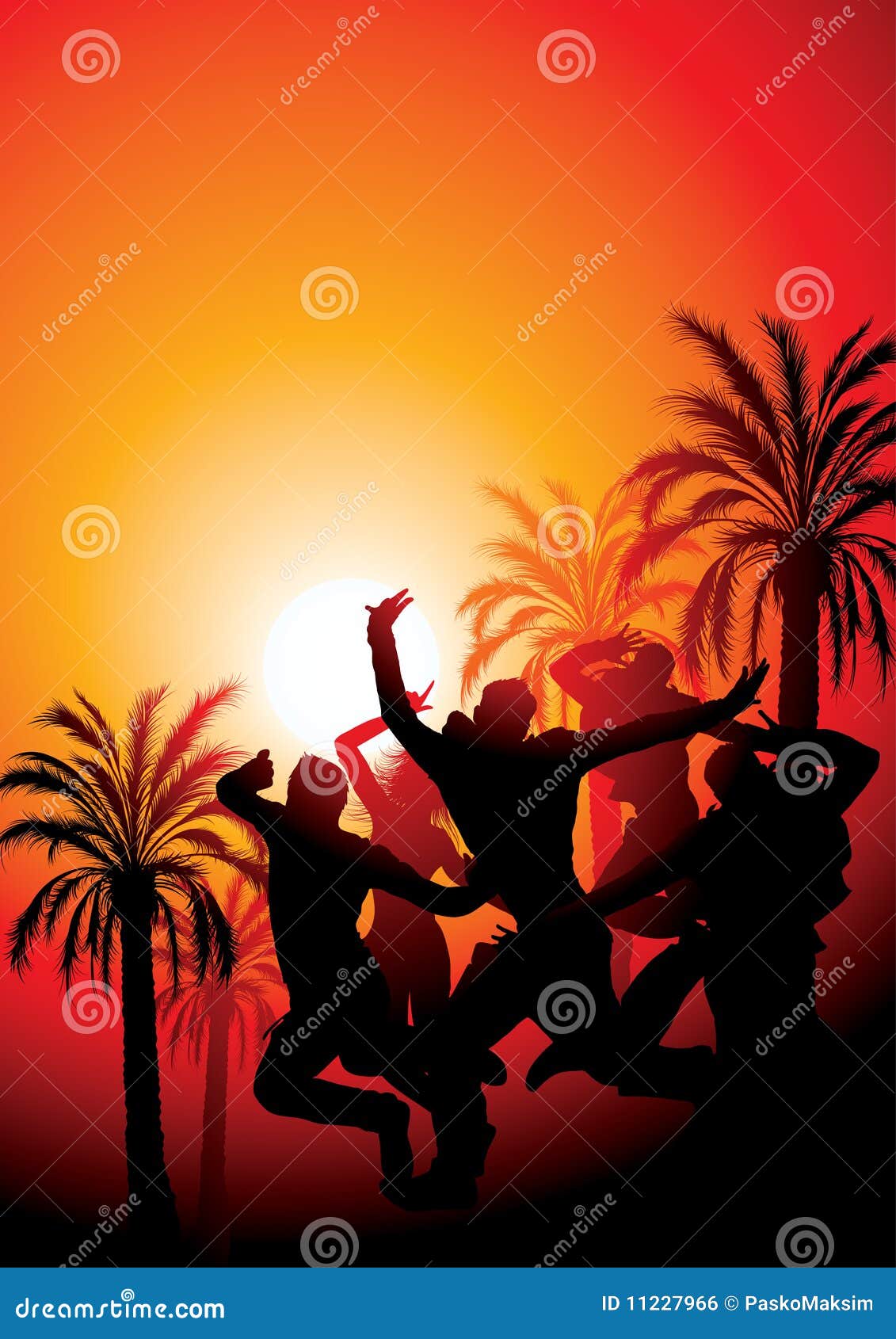 Sunset party illustration. stock vector. Illustration of dancing - 11227966
