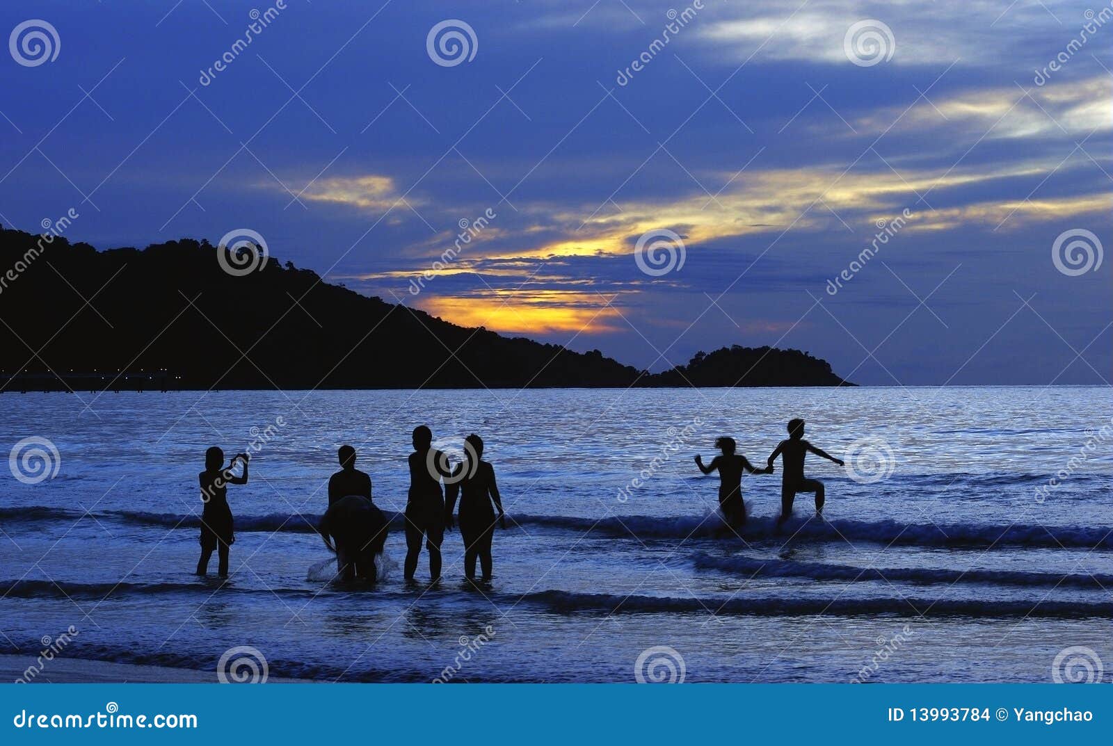 Sunset with People in Beach Stock Photo - Image of cloud, phuket: 13993784