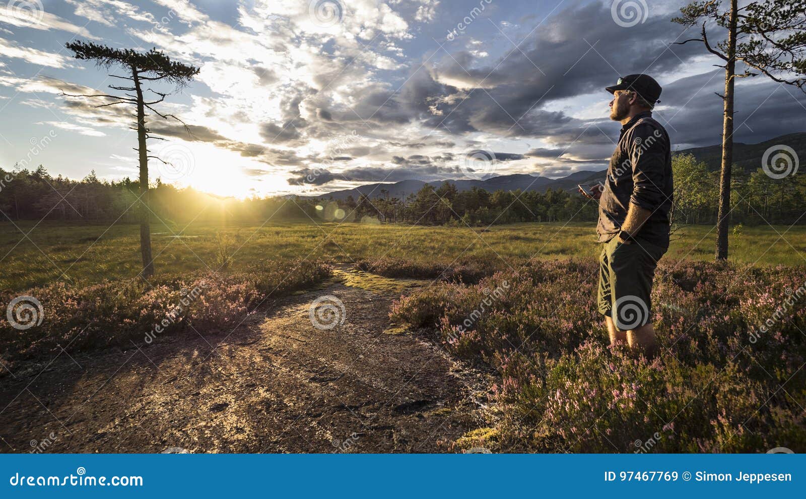 Sunset and person stock image. Image of life, contemplation - 97467769