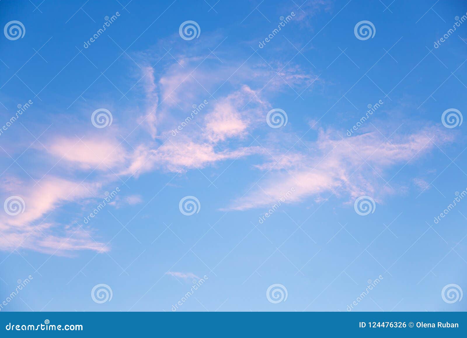 Sunset Pink Clouds in Blue Sky Stock Photo - Image of fluffy, natural ...
