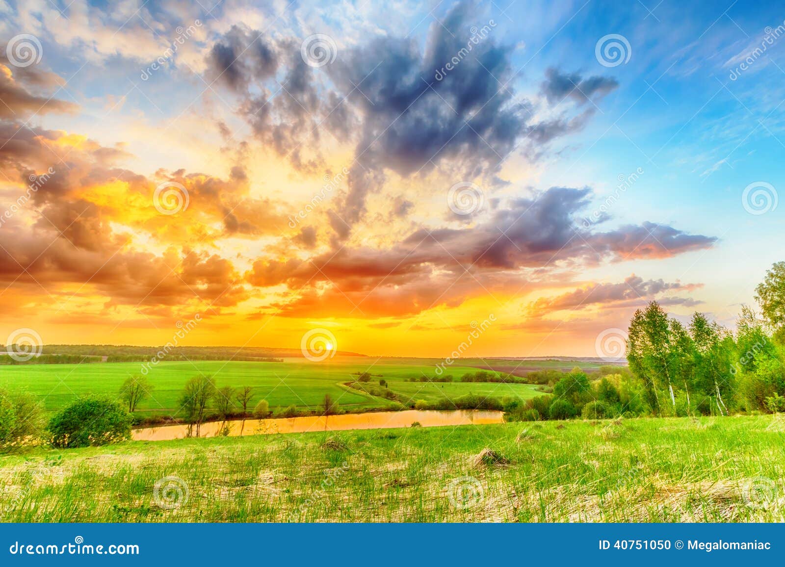 Sunset on the plain stock photo. Image of horizon, rural - 40751050