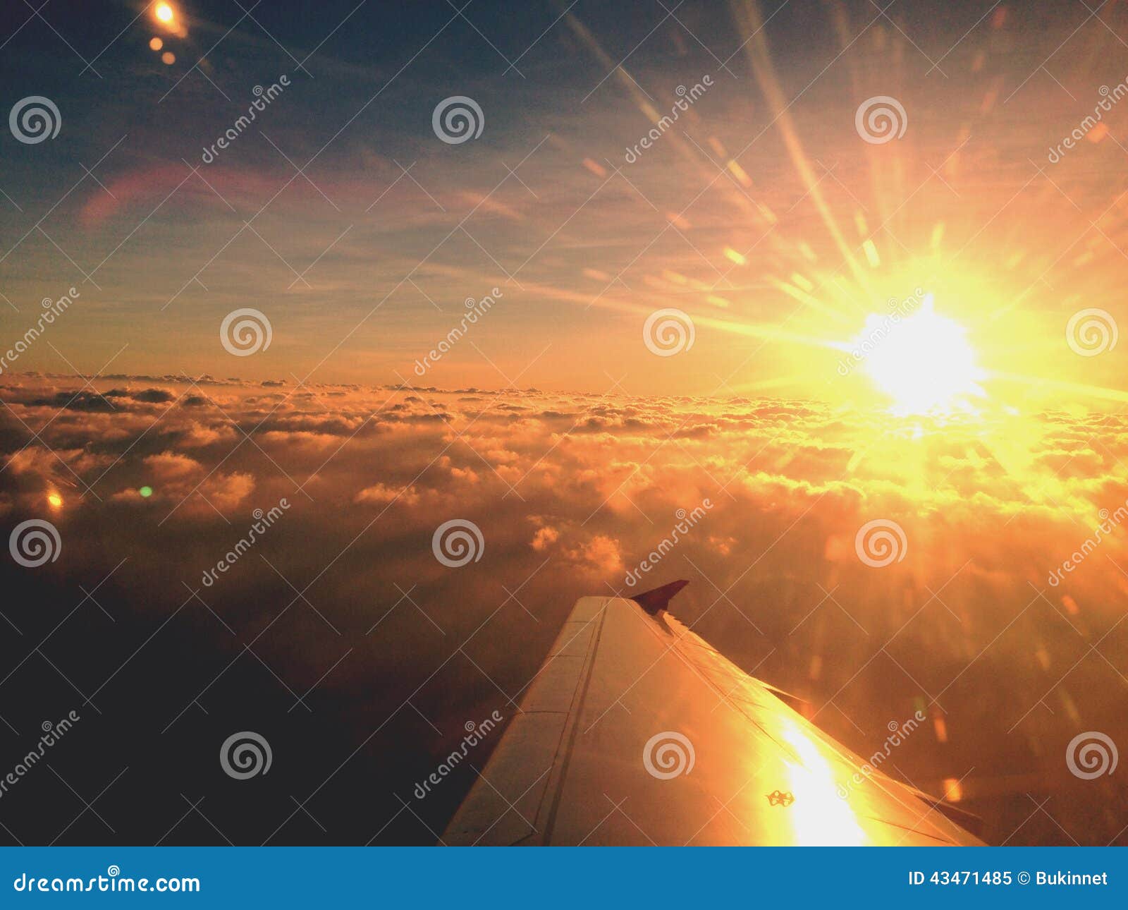 Sunset on plane stock image. Image of travel, plane, sunset - 43471485