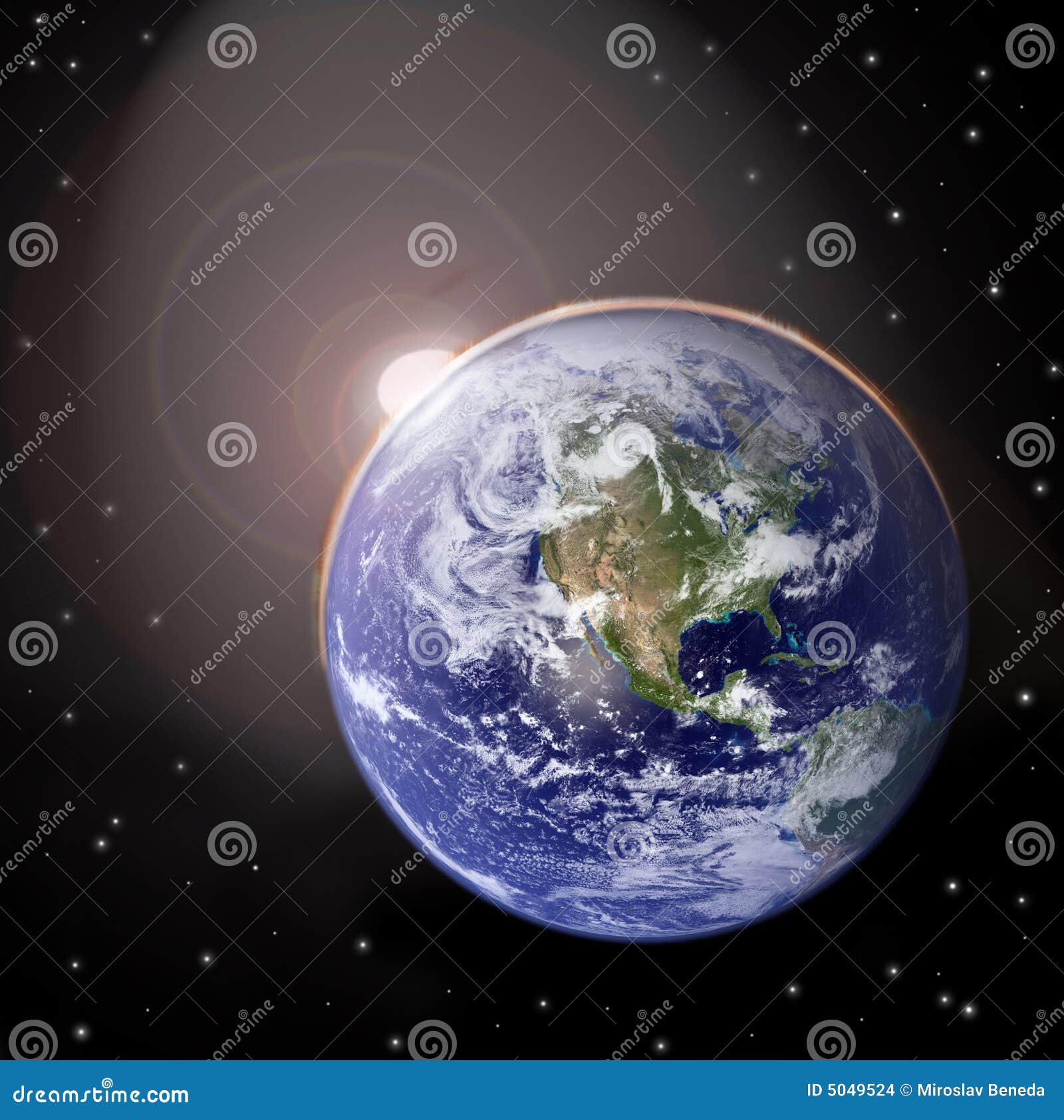 Sunset on planet earth stock illustration. Illustration of continent ...
