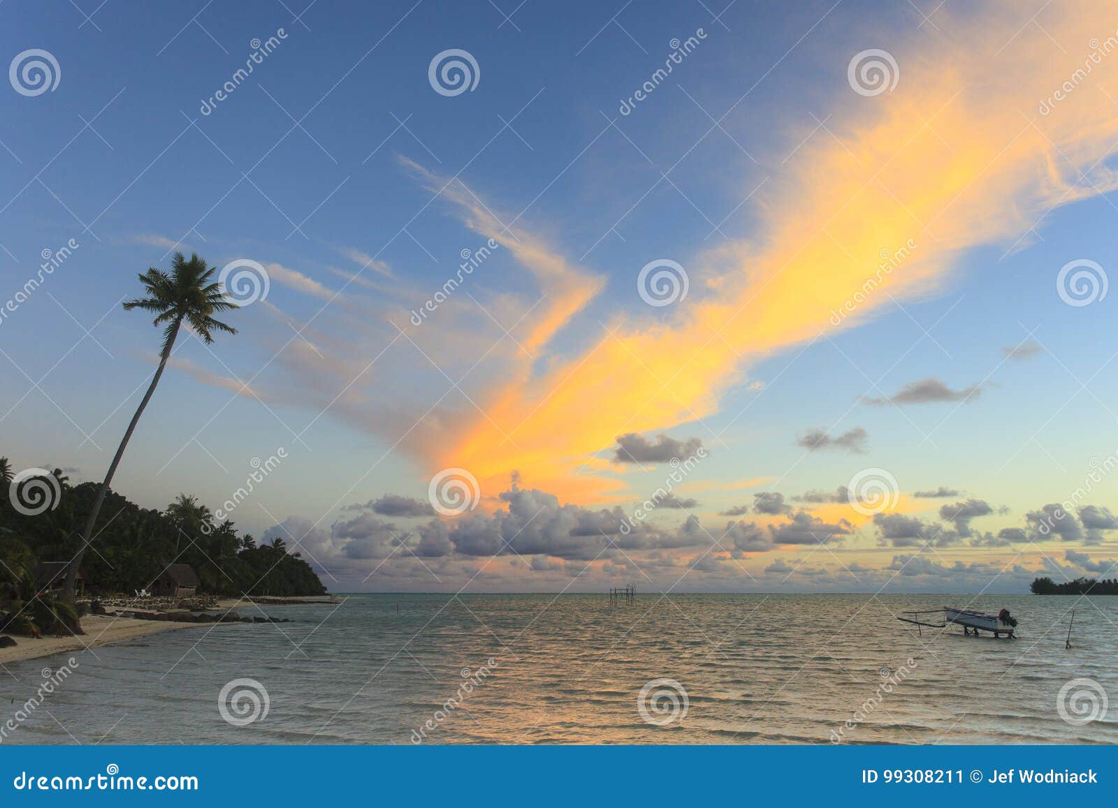 Sunset in Polynesia stock image. Image of orange, adventure - 99308211
