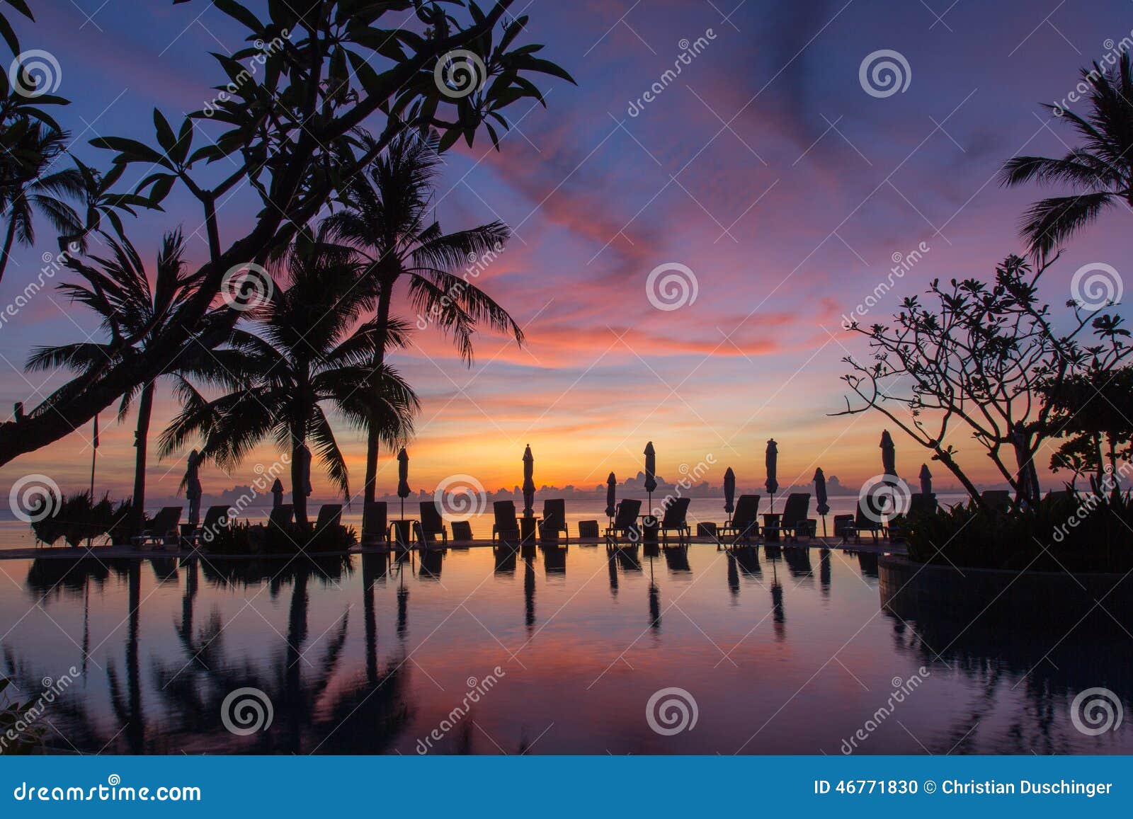 Sunset at the pool stock photo. Image of relax, romantic - 46771830