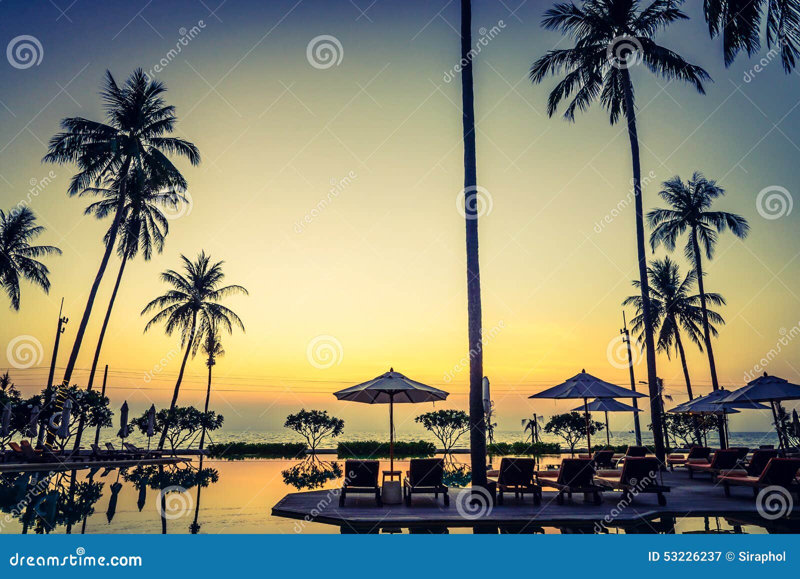 Sunset pool stock image. Image of tropical, resort, landscape - 53226237