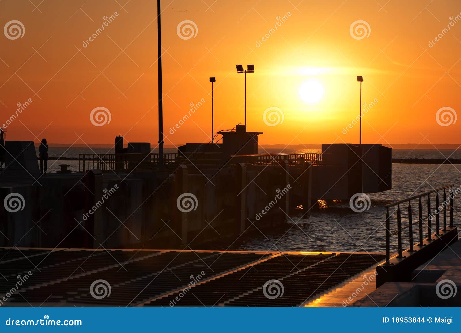 Sunset at the port stock photo. Image of port, ocean - 18953844