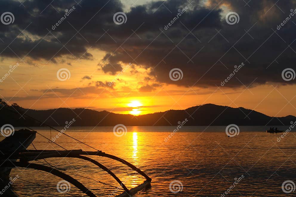 Sunset in Port Barton - Philippines Stock Photo - Image of tropical ...