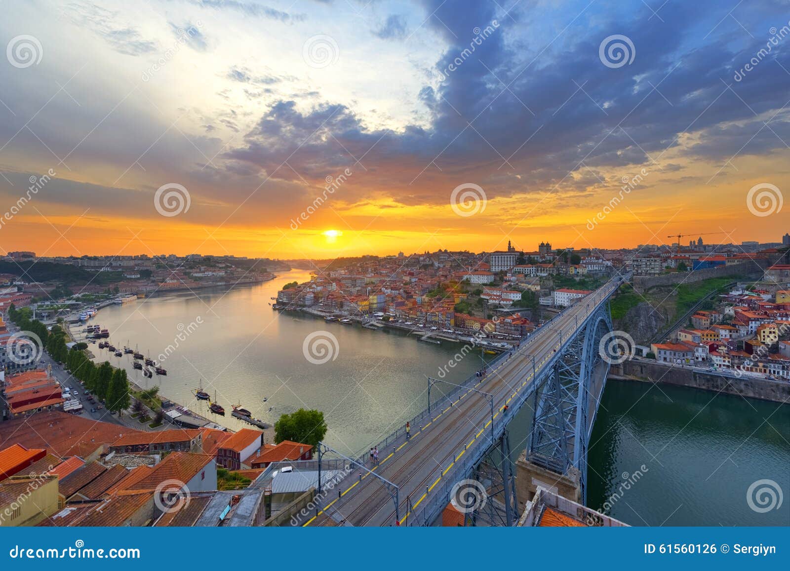 Sunset in Porto stock photo. Image of port, douro, portugal - 61560126