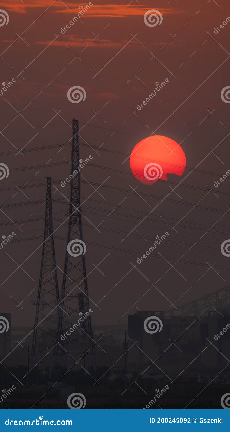 Sunset beside the Power Grid Stock Photo - Image of sunset, grid: 200245092