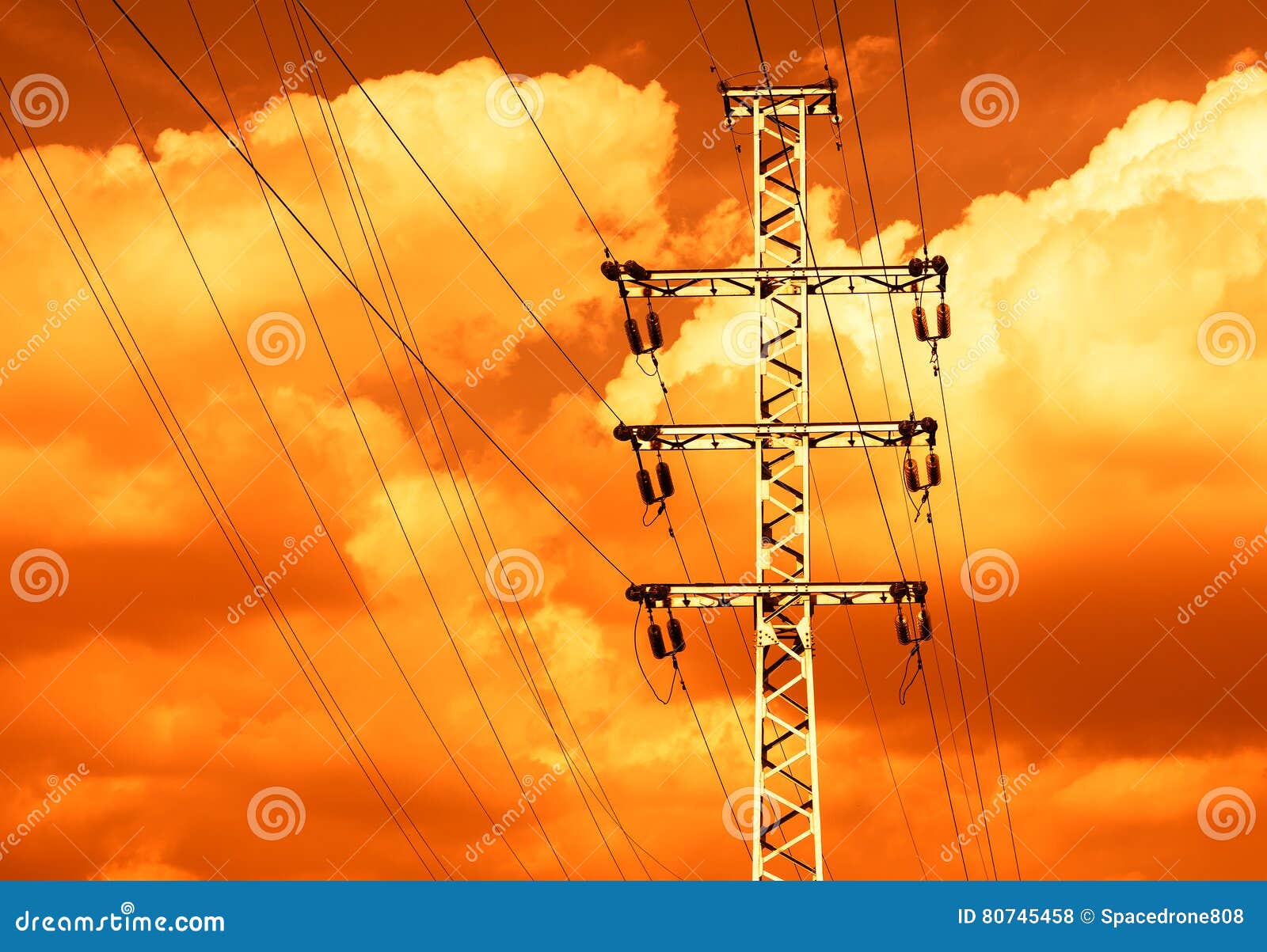 Sunset Power Line Background Stock Photo - Image of background ...