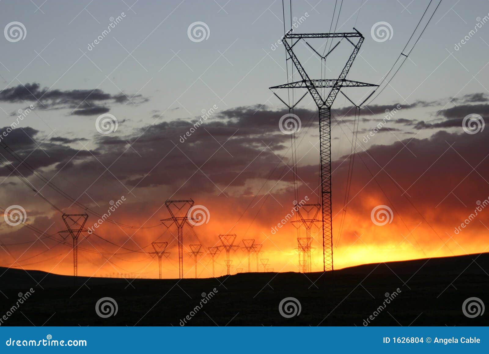 Sunset Power Lines 2 stock photo. Image of clouds, electricity - 1626804