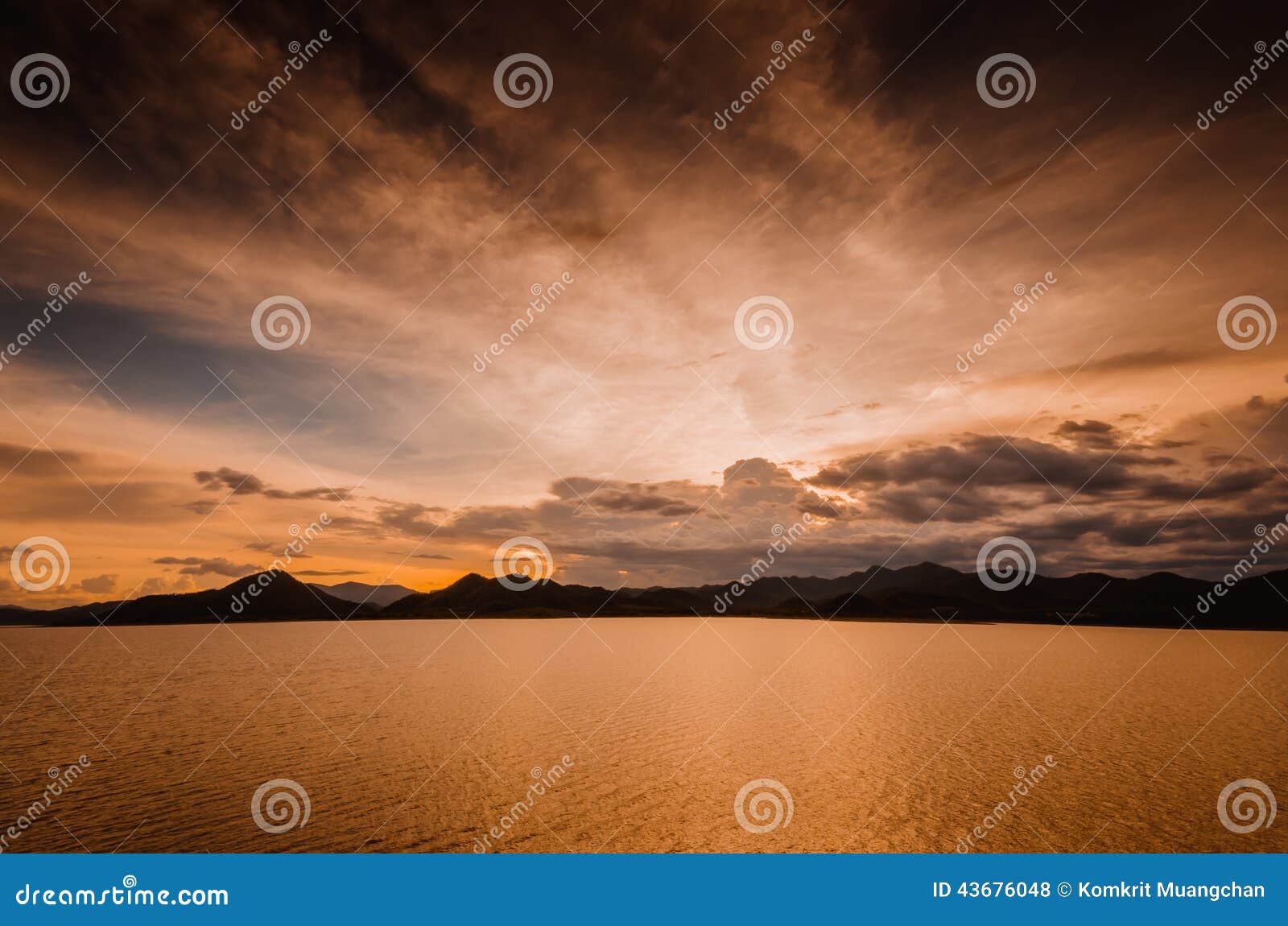 Sunset at Pranburi Dam Thailand Stock Photo - Image of sunset ...