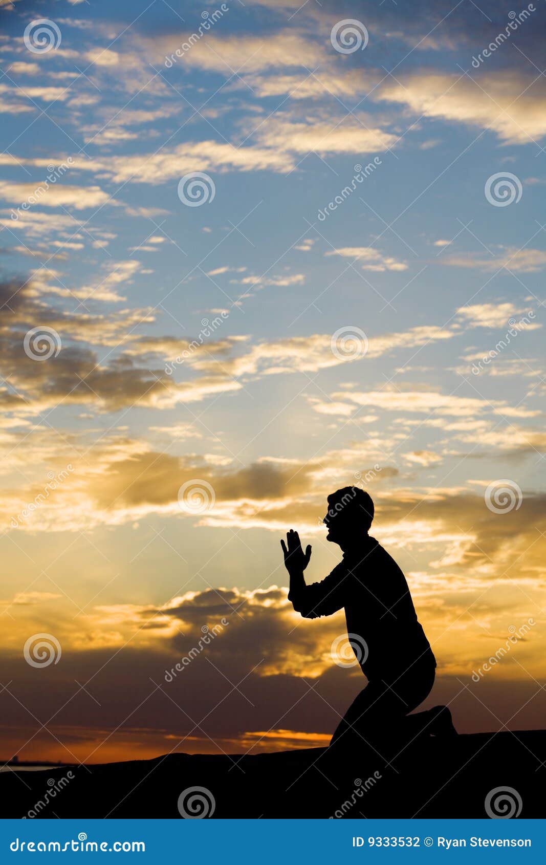 Sunset Prayer stock photo. Image of enlighten, meditate - 9333532