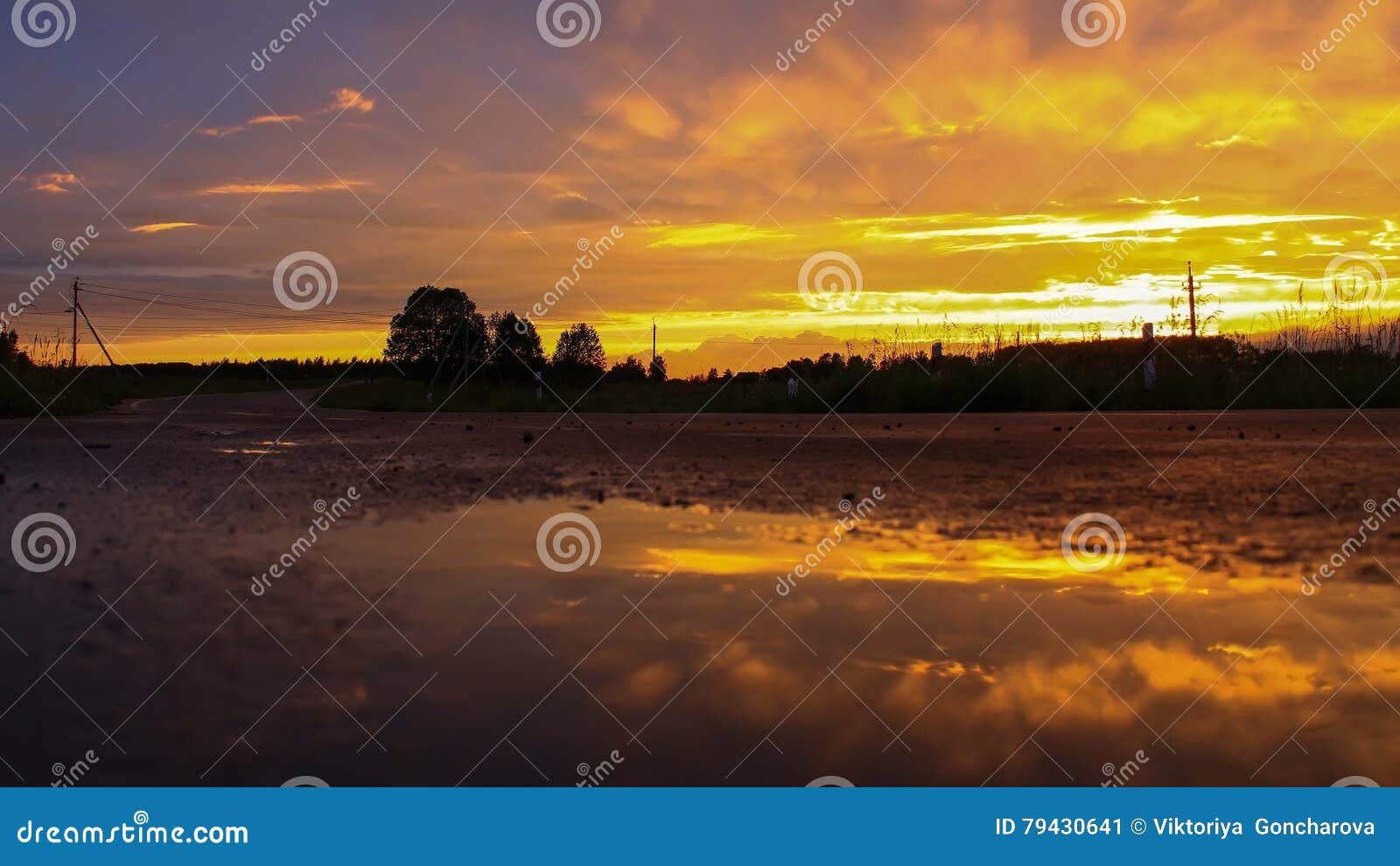 Sunset in a puddle stock image. Image of safari, night - 79430641