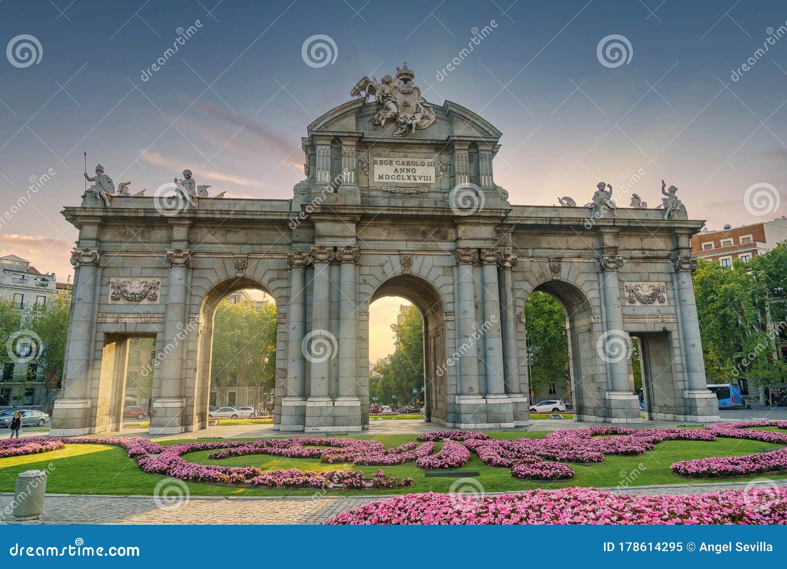 Sunset at the Puerta De Alcala in Madrid Stock Image - Image of famous ...