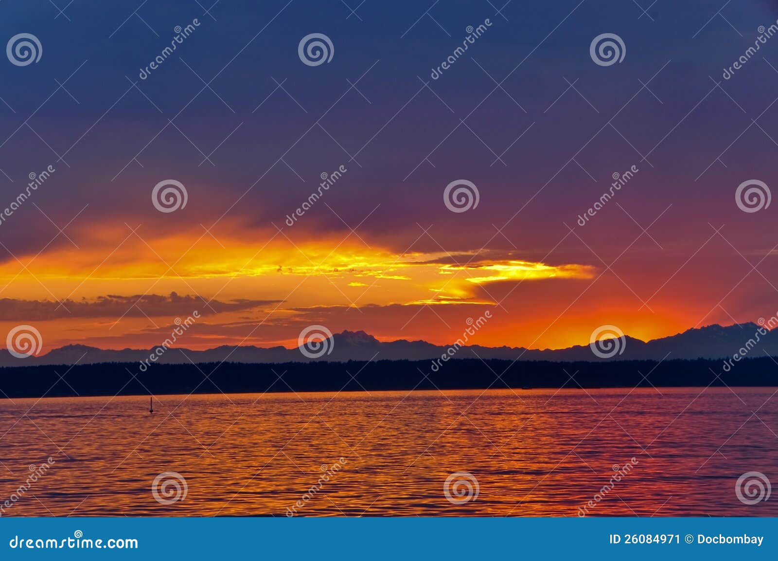 Sunset on Puget Sound stock image. Image of water, puget - 26084971