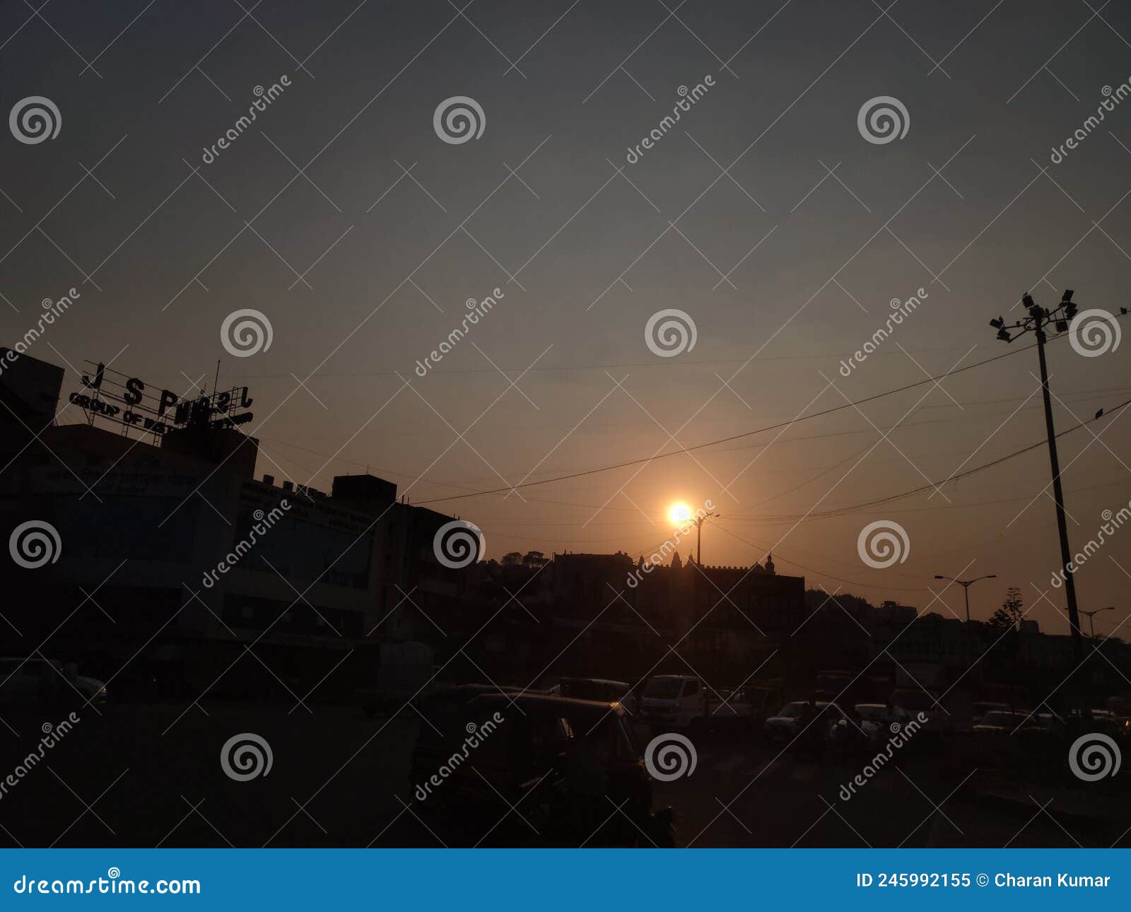 Sunset in the pune city stock image. Image of streetlight - 245992155