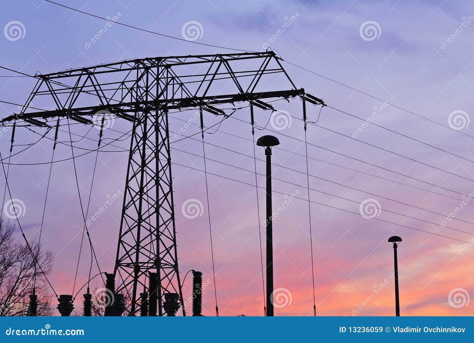 Sunset pylons stock image. Image of color, dawn, pylons - 13236059