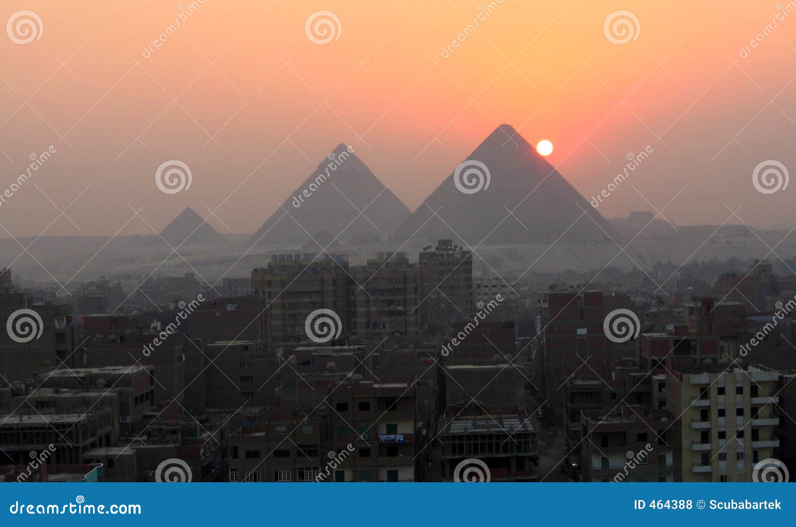 Sunset and the pyramids stock photo. Image of cone, middle - 464388