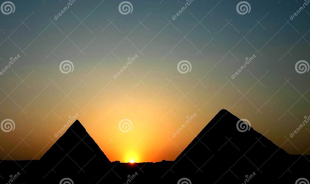 Sunset at pyramids stock photo. Image of historical, hieroglyphs - 754472