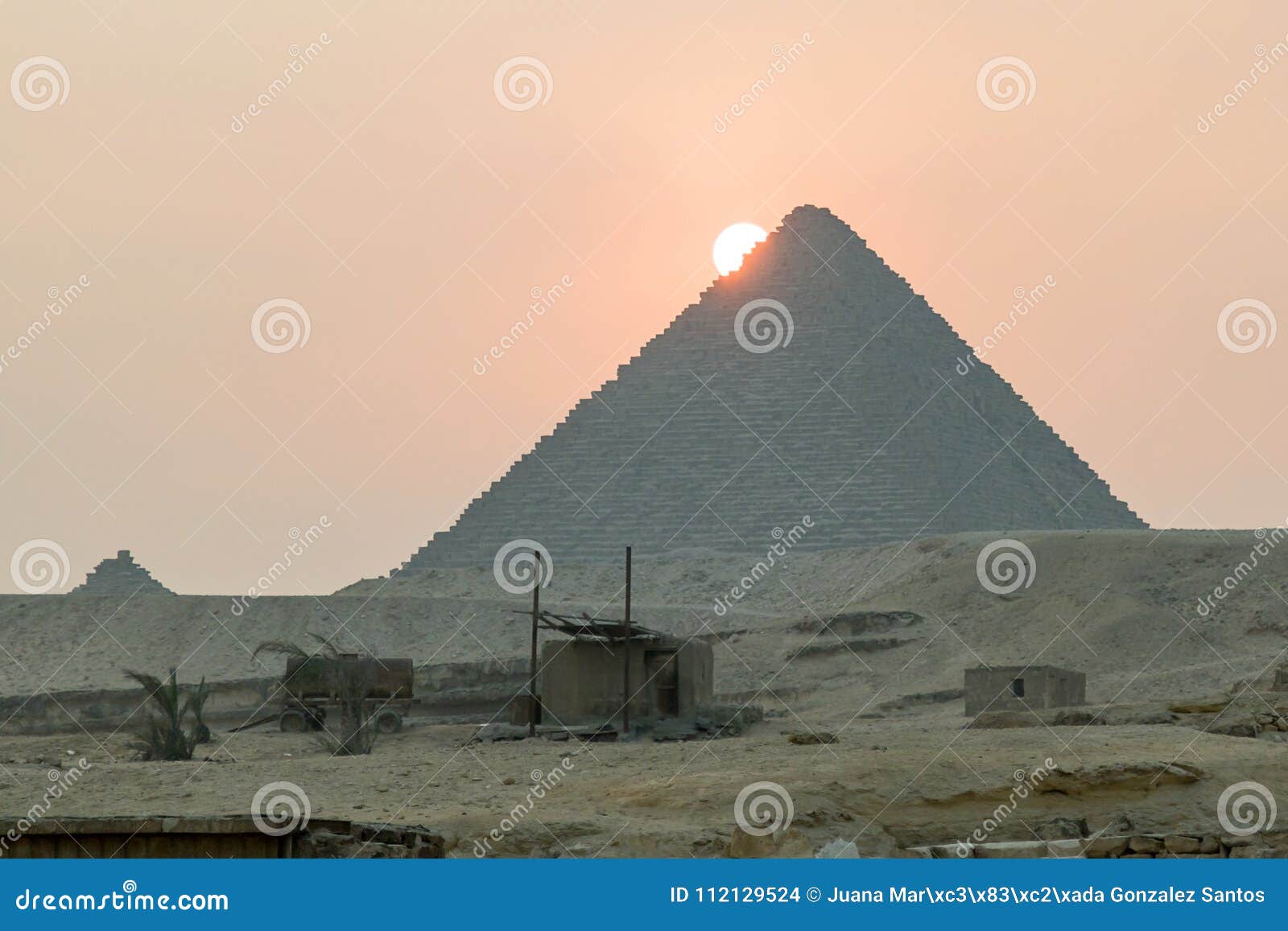 Sunset at the Pyramids of Cairo Stock Photo - Image of architecture ...