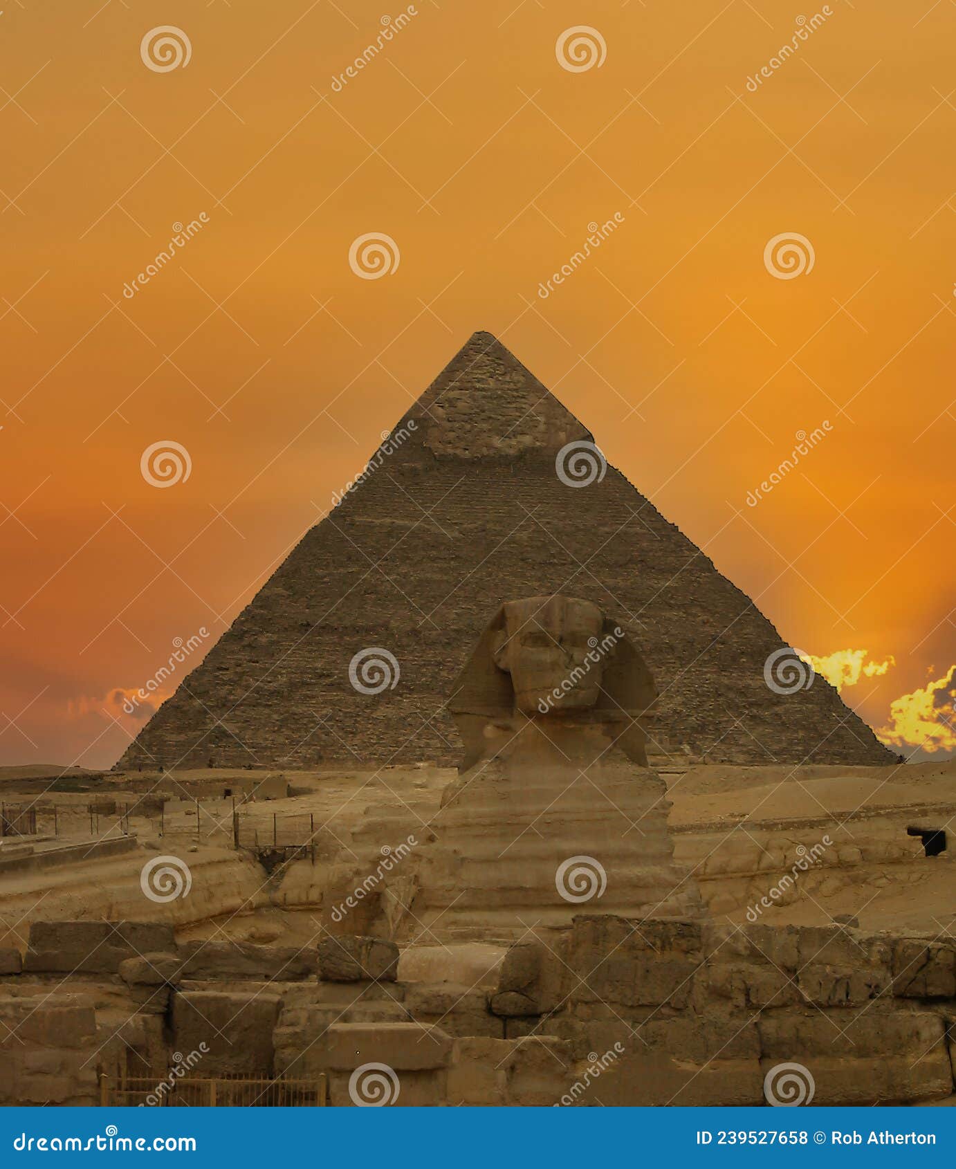 Sunset of the Pyramids of Giza Near Cairo Stock Photo - Image of ...