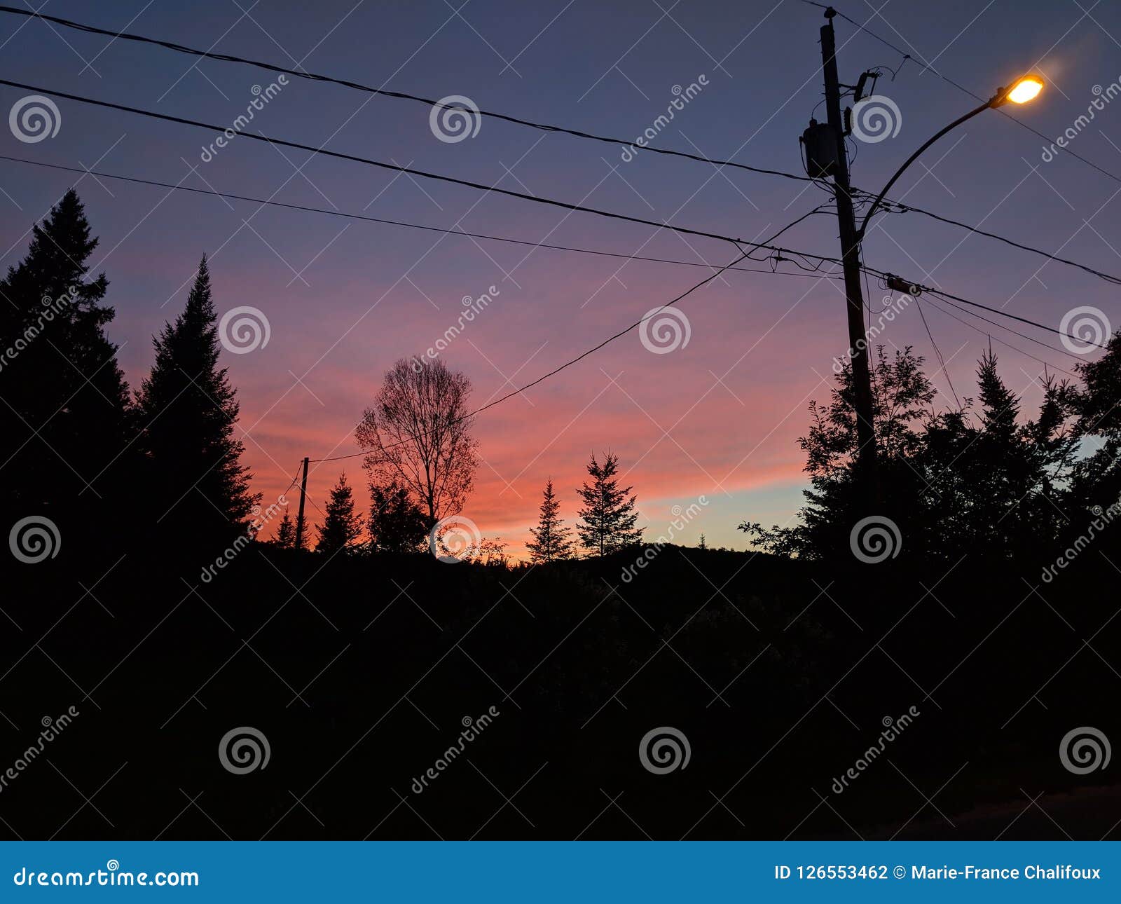 Sunset quebec ,canada stock photo. Image of laurentides - 126553462