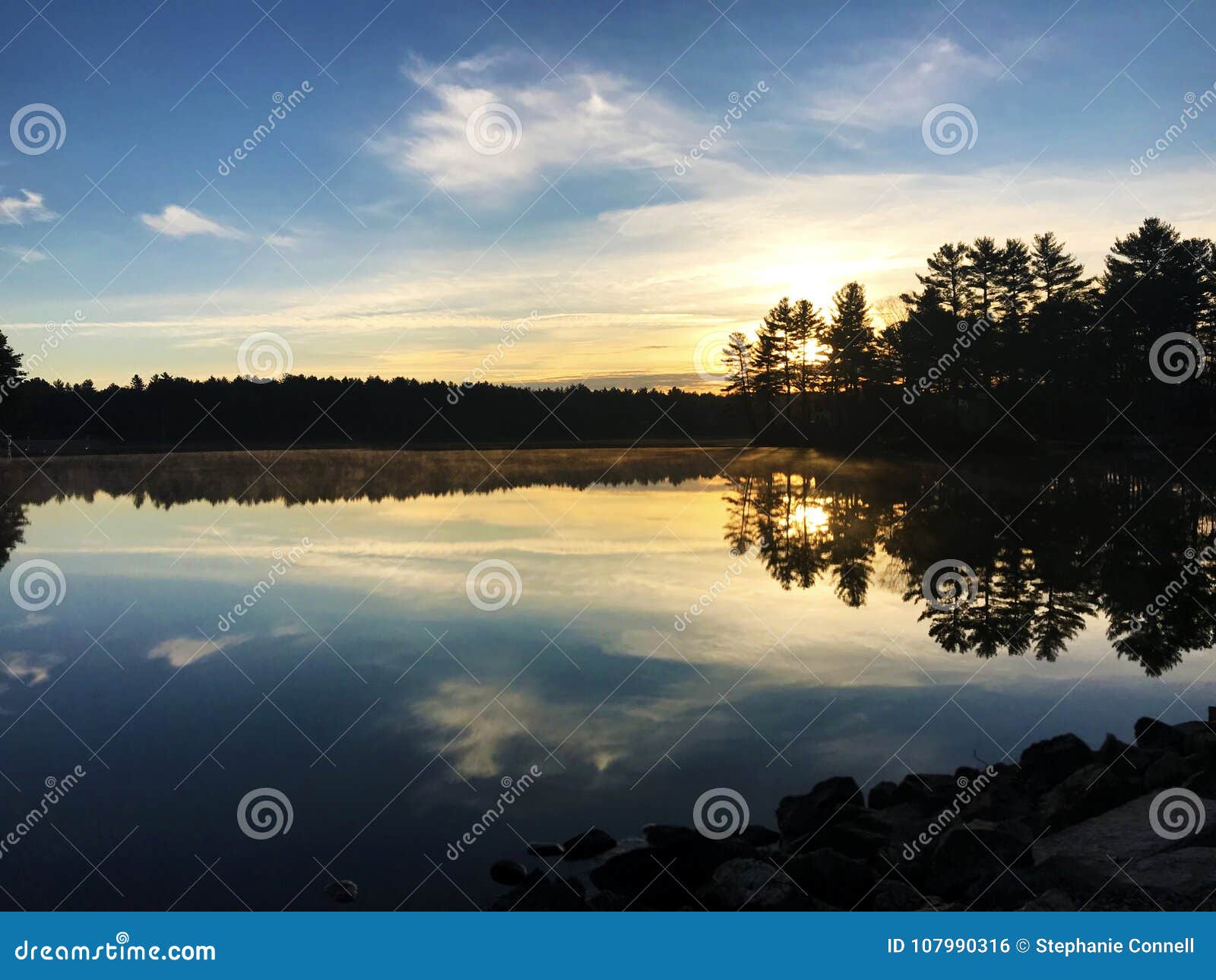 Sunset on a Quiet Calm Lake Stock Photo - Image of hike, mountatins ...