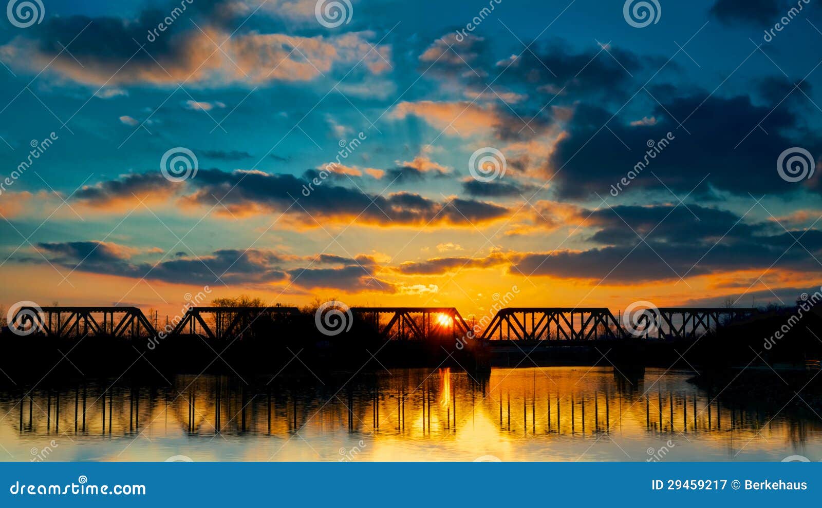 Sunset Railroad Bridge stock image. Image of clouds, orange - 29459217