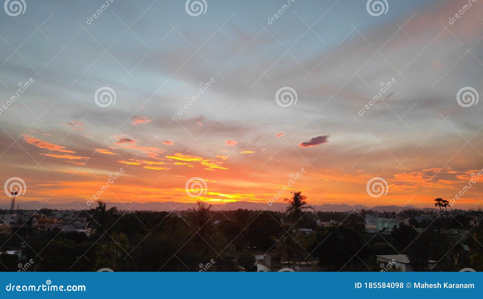 Sunset after rain fall stock photo. Image of awesome - 185584098