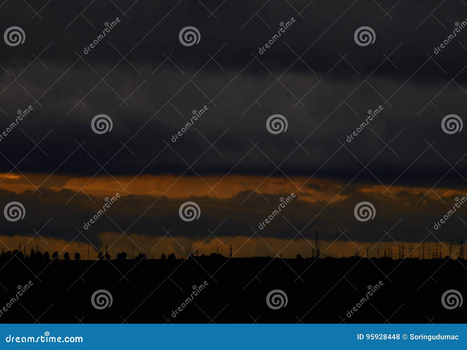 Sunset before rain. stock photo. Image of nice, plant - 95928448