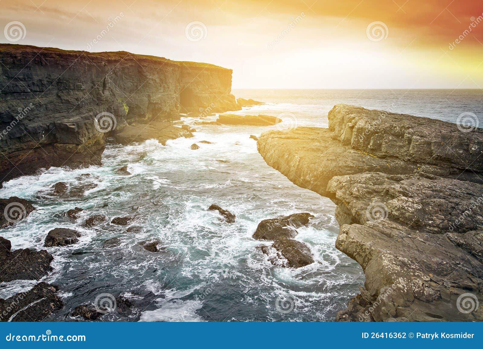 Sunset at Raw Cliff Scenery Stock Photo - Image of dangerous, cloud ...