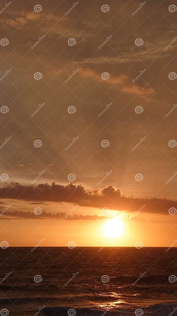 Sunset with Ray of Light at Beautiful Beach Stock Image - Image of ...