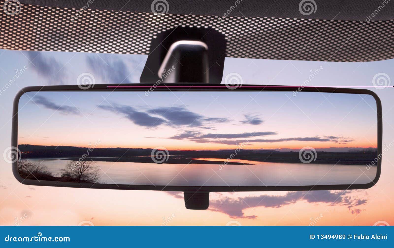 Sunset in the Rearviewmirror Stock Image - Image of rearviewmirror ...