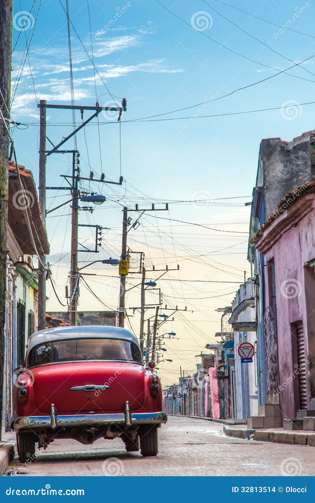 Sunset Red car stock photo. Image of traditional, parked - 32813514